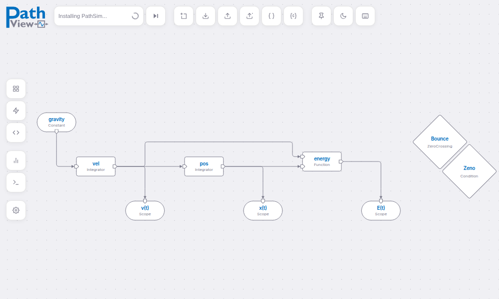 PathView — Visual Block Diagram Simulation Editor