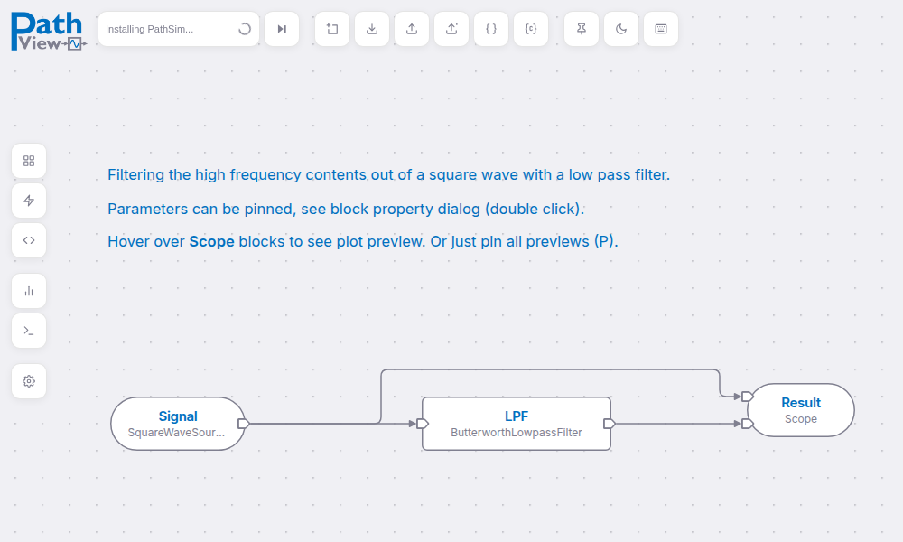 PathView — Visual Block Diagram Simulation Editor