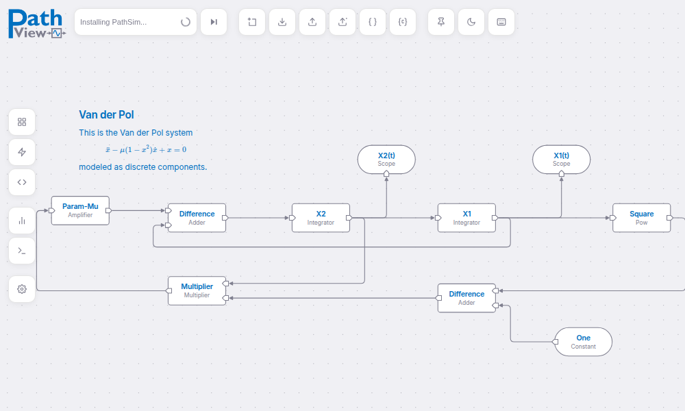 PathView — Visual Block Diagram Simulation Editor